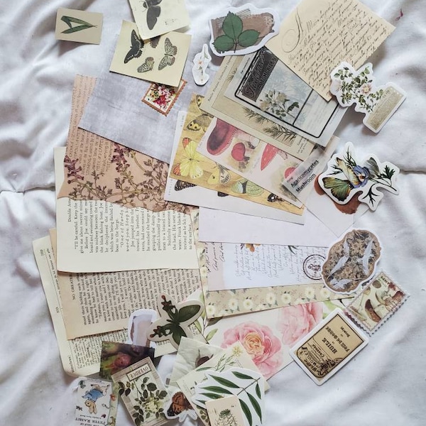 Cottage Core Themed (40 Piece) Junk Journal Kit - Scrapbooking ...