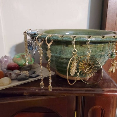 Earring Bowl Jewelry Bowl Earring Holder-jewelry Organizer Mossy Green ...