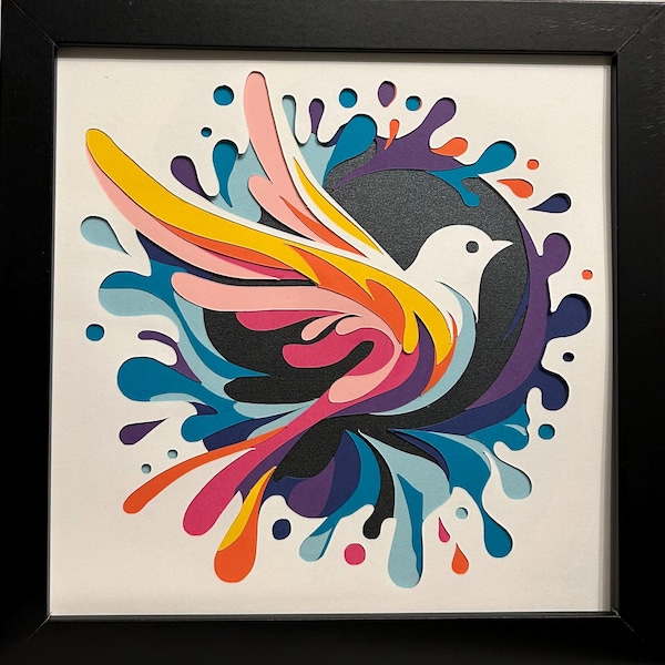 Layered Bird SVG, Shadow Box Template, Sparrow Bird 3D SVG Shadowbox ...