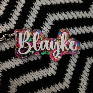 Personalized Name Keychain, Cute Confetti Acrylic Keyring, Backpack ...