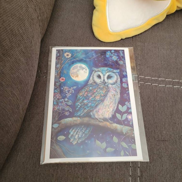 Moonlight Owl 5x7 Altar Print, Direct From Artist, Whimsical Owl Art ...