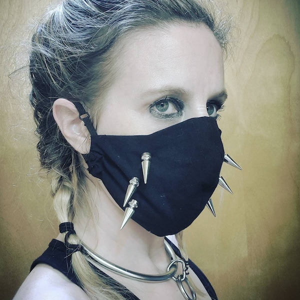 Spiked Black Unisex Face Mask, Masks for Metal Heads, Metal Head ...