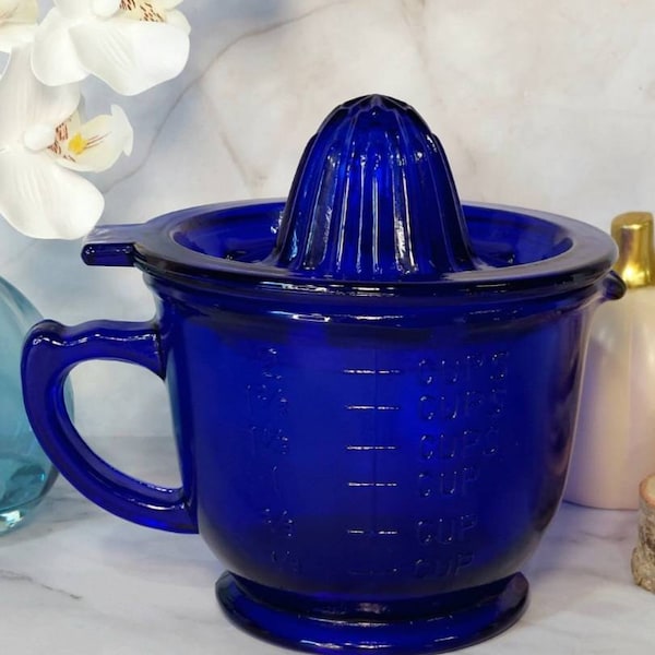 Cobalt Blue Glass 2 Cup Measuring Cup & Mixing Bowl W/ Markers ...
