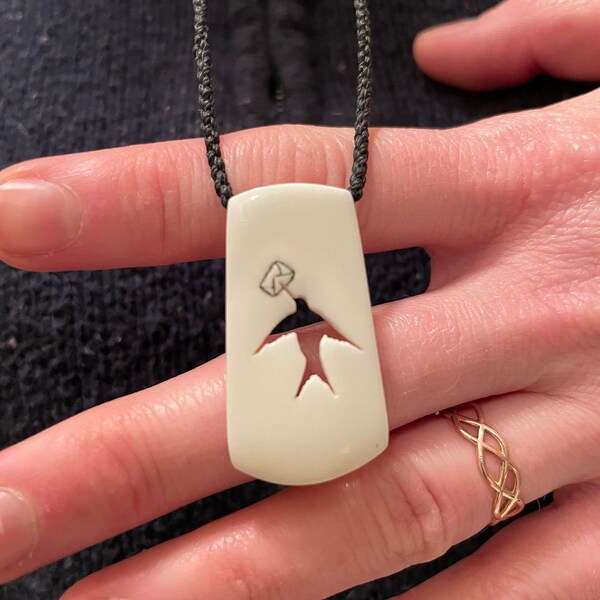 Bone Jewelry, Carved Bone Pendant, Mens Necklace, Bone Necklace ...