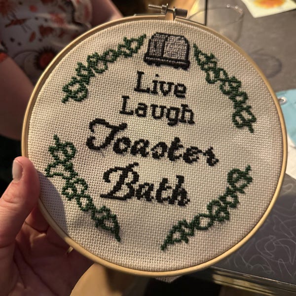 Live Laugh Toaster Bath Cross Stitch Pattern | Subversive Embroidery ...