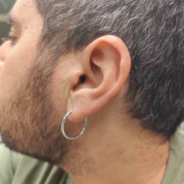 Large 25mm Silver Hoop Earring - Mens Earrings - Stainless Steel Hoop ...