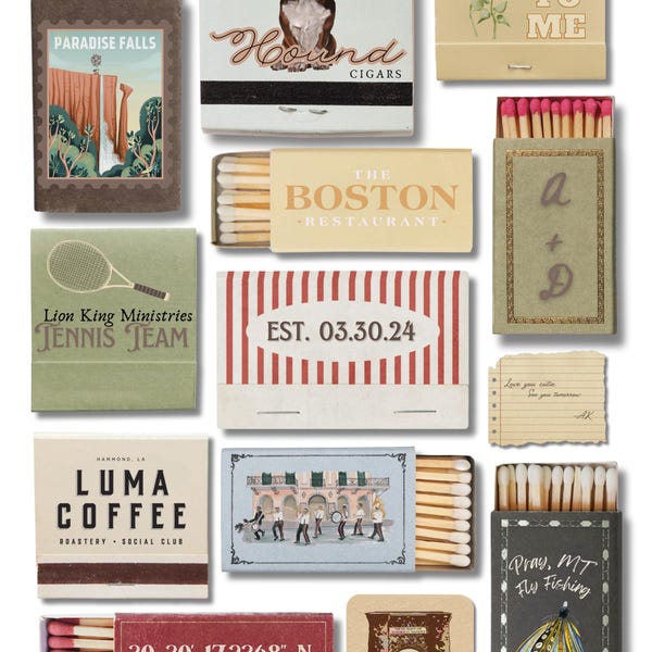 Matchbook Poster Template | Blue Matchbook Art | Blank DIY Matchbook ...