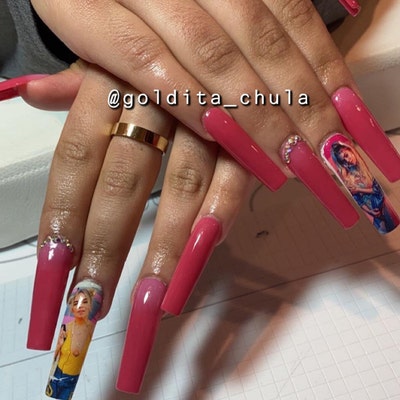 Karol G Nail Decals for Natural Acrylic Press on or Gelx Nails Water ...