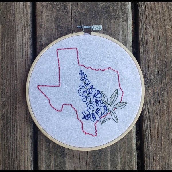 Digital Hand Embroidery Pattern I State of Texas Outline With ...