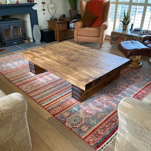 Hand-crafted Square Oak Sleeper Coffee Table With Pedestal - Etsy UK