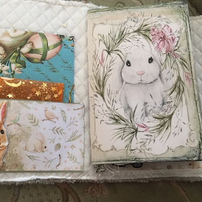 Garden Rabbit Junk Journal Pages, Easter Printable Paper, Spring Bunny ...