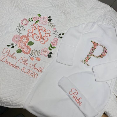 Machine Embroidery LETTER P Uppercase 9,7cm /3.80 Tall Dainty Floral ...