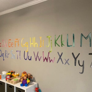 Lowercase Rainbow Watercolor Letters Fabric Wall Decal | Etsy