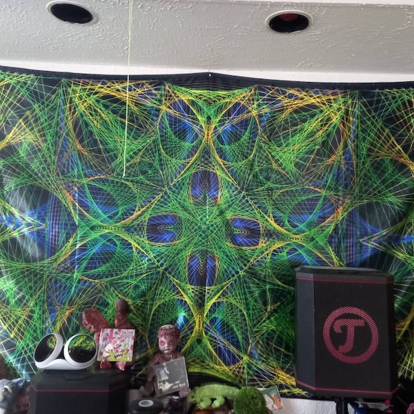 Psychedelic UV Fluorescent Blacklight Tapestry, Fractal Art Print ...