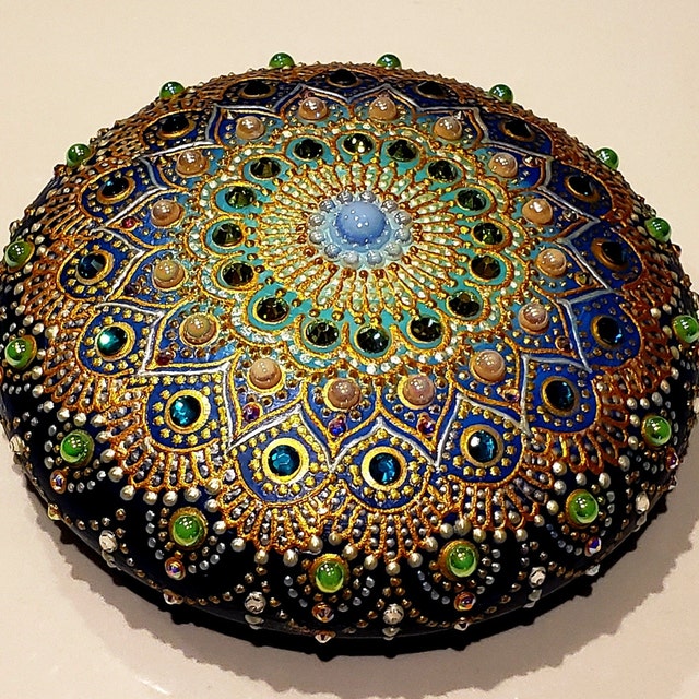 Mandala Art with Gems by NadiaBlakeArt on Etsy