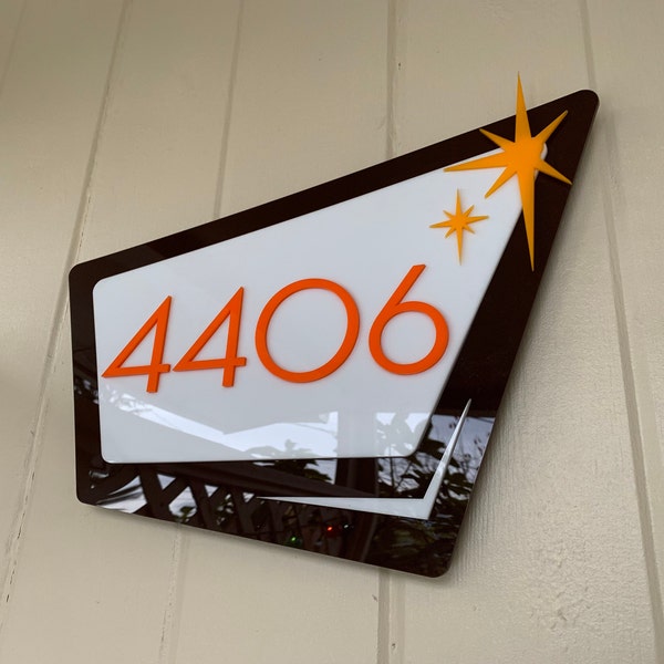 Mid Century Modern "starlite" Address Sign: Retro House Numbers - Etsy