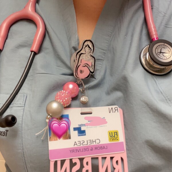 Pregnant Mama Badge Reel, Labor & Delivery Badge Holder, Retractable ...