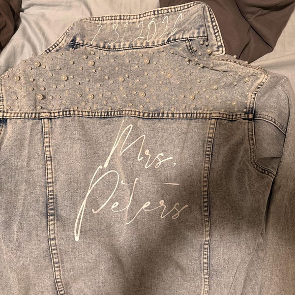 PERSONALIZED Statement Denim Bridal Jacket, Customized Wedding Jean ...