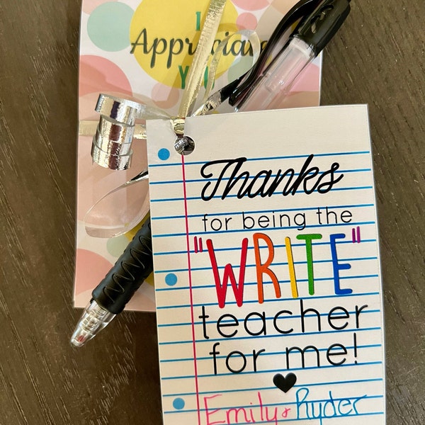 Teacher Appreciation Printable Gift Tags, Write Teacher for Me Teachers ...