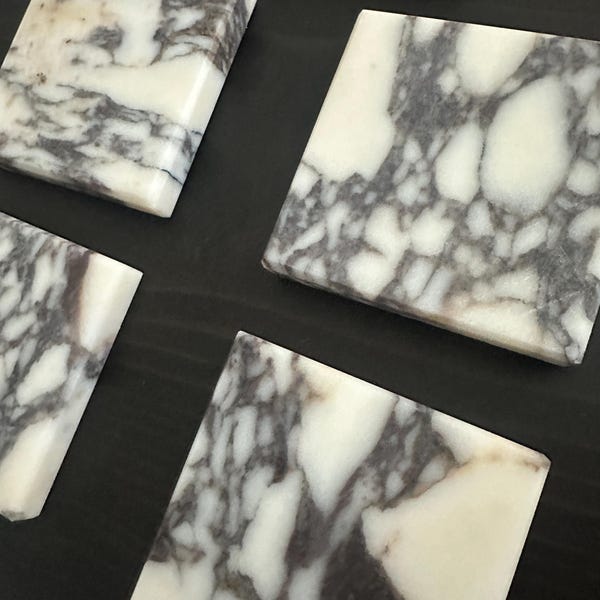 Calacatta Viola Set of 2-4-6 SQUARE Coasters, Italian Marble 100% ...