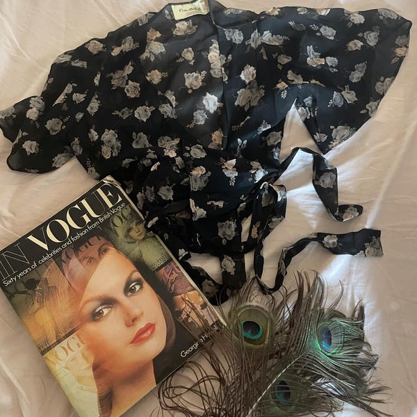 Rumak and Sample Original Rare 1970s Vintage Printed Blue Satin and ...