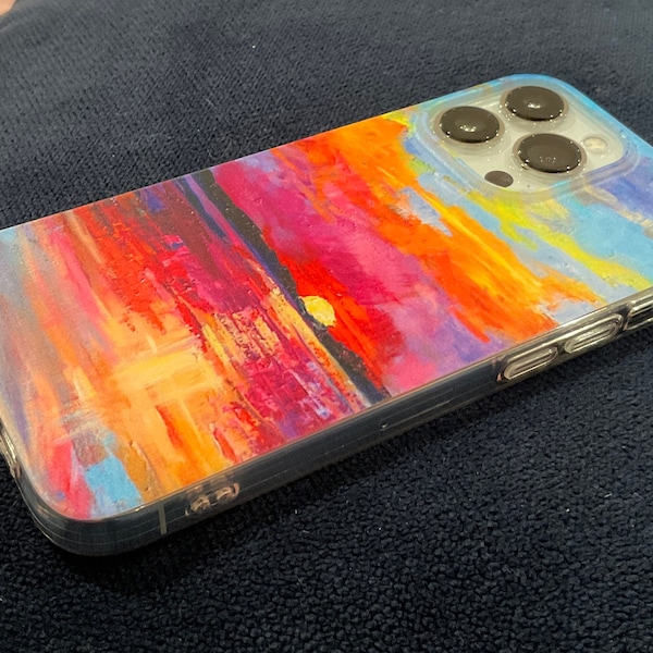 Art Sunset Phone Case Fine Art Paint Cover for iPhone 17, 16, 15, 14 ...