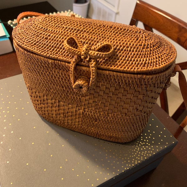 Trapeze Rattan Bag - Bali Bag - Straw Bag - Beach Summer Bag - Shoulder Boho Bag - Rattan Purse ...