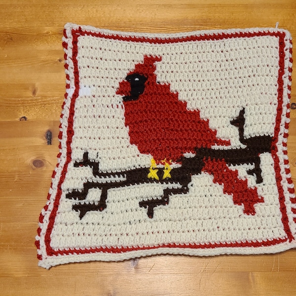 PDF PATTERN - "beautiful Birds - Cardinal" Mosaic Crochet Square - Etsy