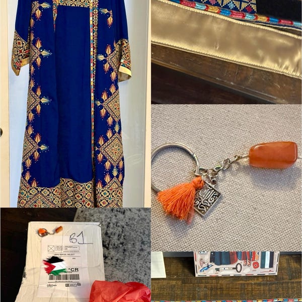 Palestinian Luxurious Moden SABAWI (beer Al-sabe) Black & Colorful Blue ...