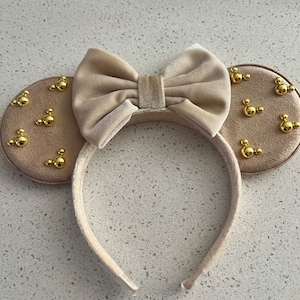 Beige Mickey Ears, Mickey Ears, Gold Minnie Charm Mouse Ears, Minnie ...