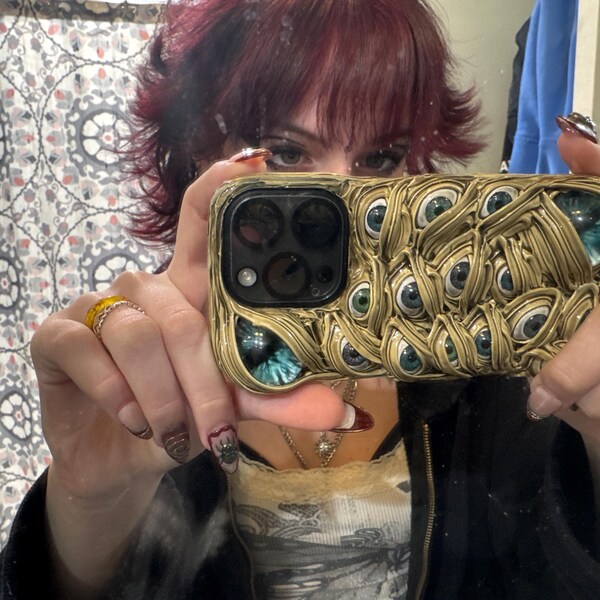 Personalized 3D Gothic Phone Case With Big Monster Eyeball and Black ...