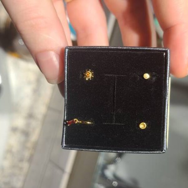 18G/16G Tiny Garnet Sun Internally Threaded Labret Flat Back Earring Tragus Stud Flat Back Helix ...