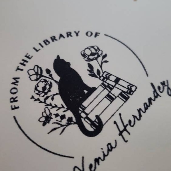Book Embosser Book Stamp, Personalized Cat Book Stamp, From the Library ...