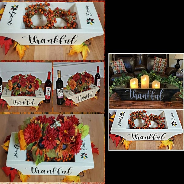 Thankful and Blessed Centerpiece Box, Table Decor, Rustic Farmhouse ...