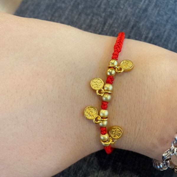 Red String Bracelet/anklet, Red Lucky Bracelet W. Gold-plated Good ...