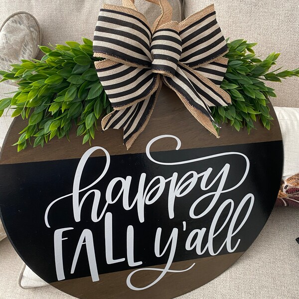 Fall Front Door Decor | Happy Fall Y'all | Fall Door Hanger | Fall ...