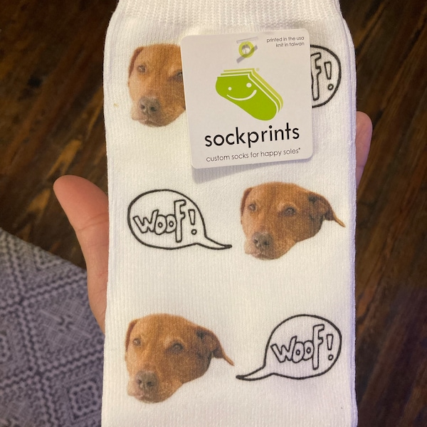 Custom Pet Photo Socks: Personalized Dog Face Gift, Cotton Blend - Etsy