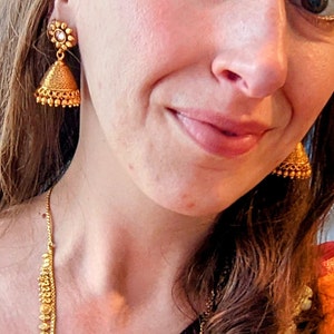 CZ Nose Ring Spring Nose Ring With Gold Chain Nath Indian | Etsy