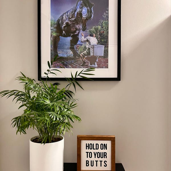 Jurassic Park Toilet Scene Print - Tyrannosaurus Rex - Funny Bathroom ...