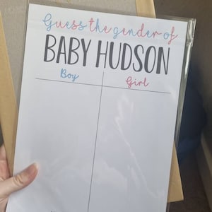Personalised Guess the Gender Baby Shower Party Game - Etsy