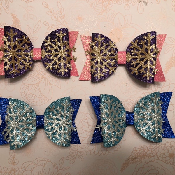 Christmas Snowflake Bow Template, Lace Bow SVG, Frozen Hair Bow PDF ...