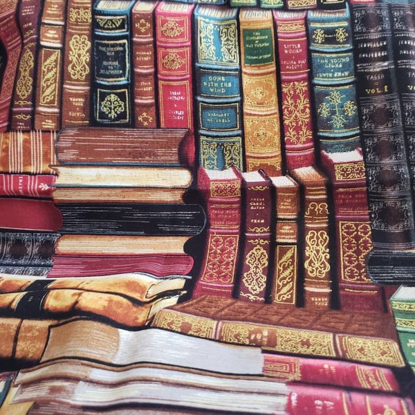 Vintage LIBRARY BOOKS Book Fabric - Timeless Treasures - 100% Cotton ...