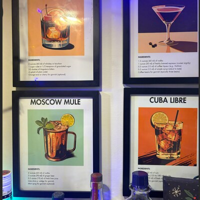 Set of 6 Cocktail Prints, Bar Cart Prints, Classic Cocktail Wall Art ...