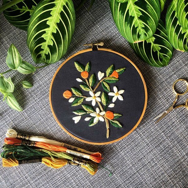 Clementine Embroidery Pattern: Beginner Floral Design (PDF) - Etsy