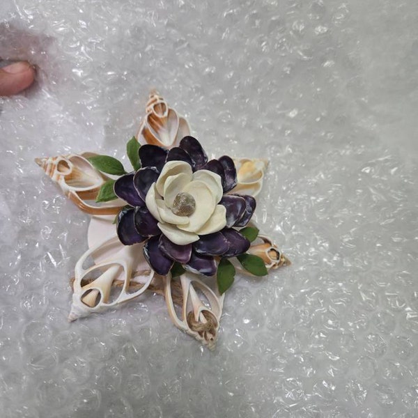 Coastal Seashell White Star Snowflake Ornament With White Flower - Etsy