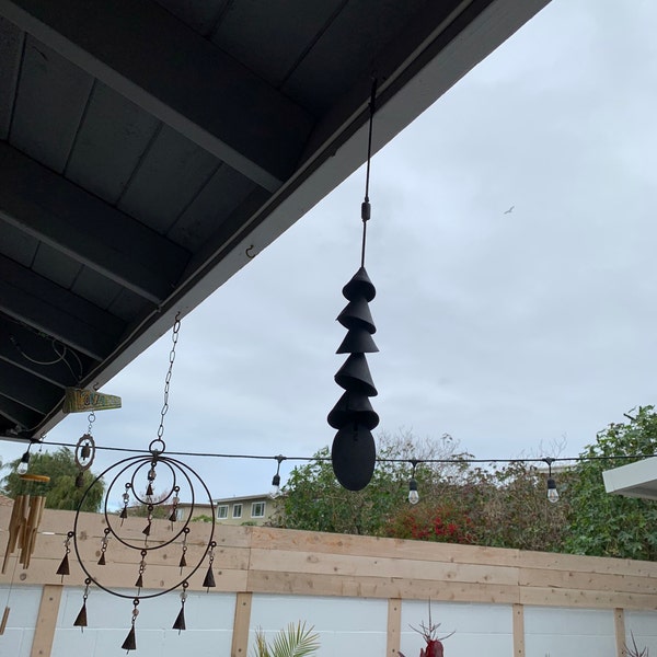 One Small Black Clay- Ceramic Wind Chime -wrap Wind Chime-patio ...