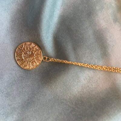 Gold Sun Coin Necklace, Gold Sunburst Coin Necklace, Bridesmaid Gift ...