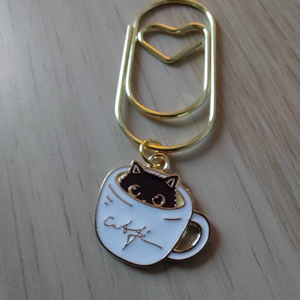 Cute Cat Paper Clips With Charm, Cat Themed Paperclip Bookmark - Etsy