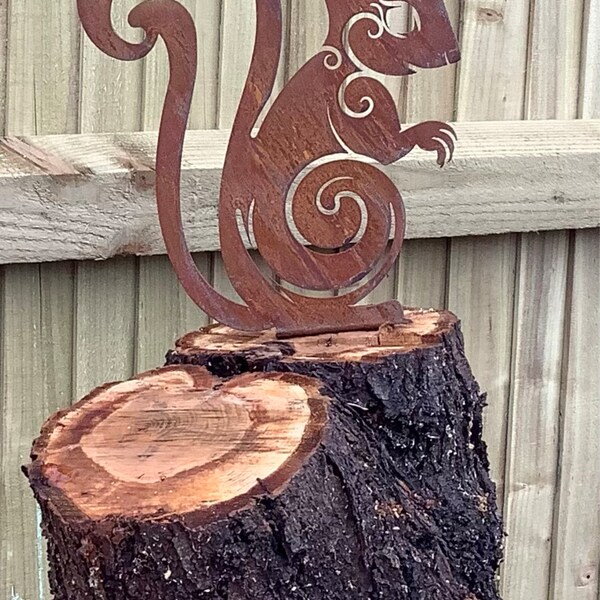 Rusty Metal Sitting Squirrel With Pagan Swirls / Pagan Gift / Squirrel ...