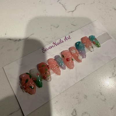 3D Freestyle Short Long Press on Nails 3D Gel Nail Art Trendy Nails ...